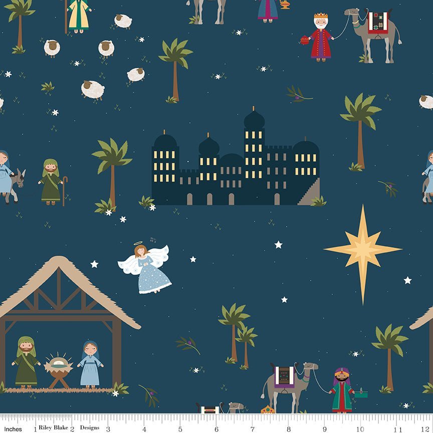 Silent Night Main Night Sparkle Yardage | SKU: SC13570-NIGHT - Justin Fabric