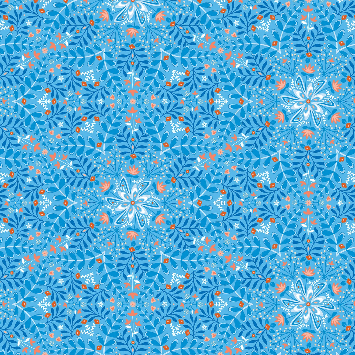 Flora & Fauna Midnight Medallion Periwinkle Yardage by Amanda Murphy ...