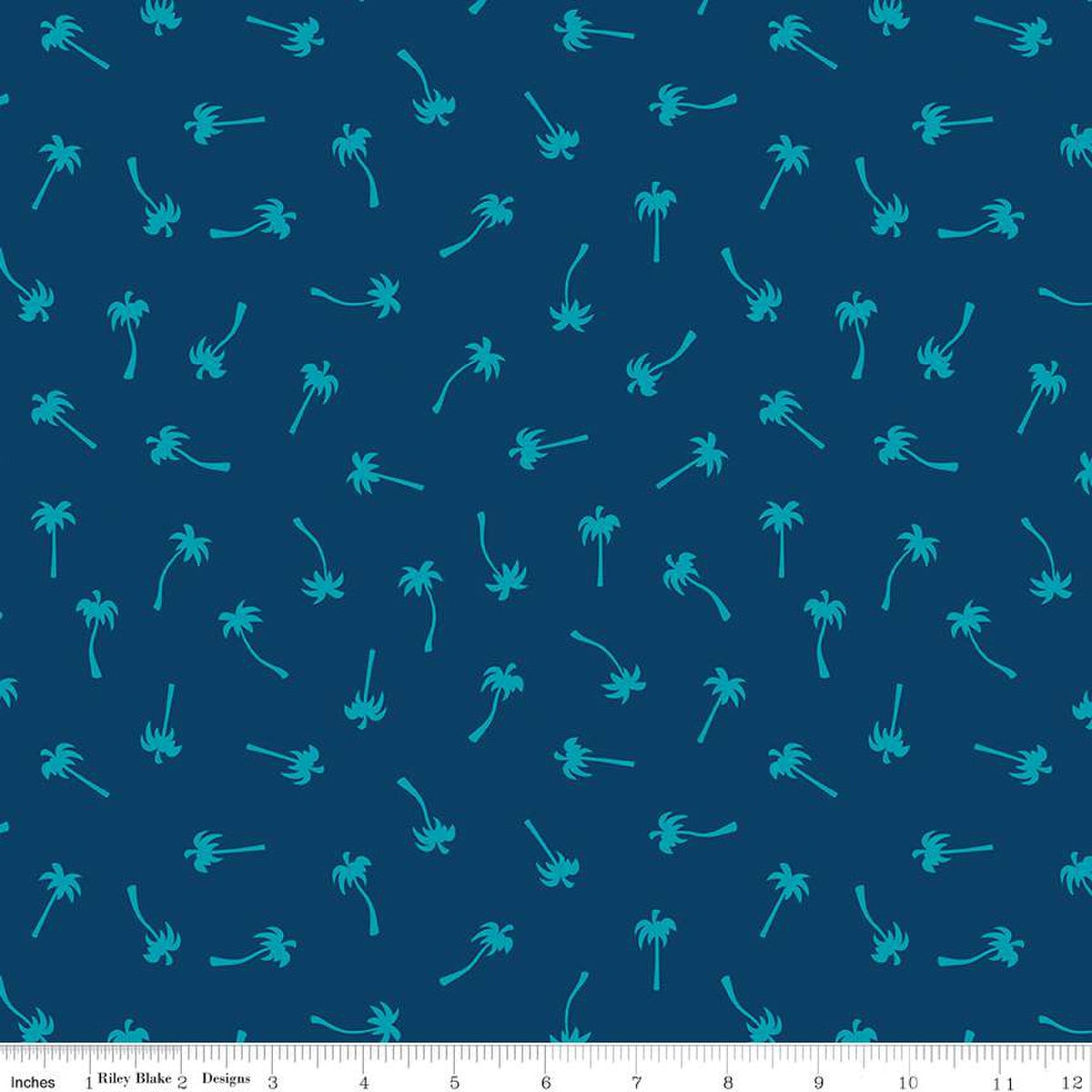 Sunshine Blvd Palm Trees Navy Yardage by Amber Kemp-Gerstel | Riley Bl ...
