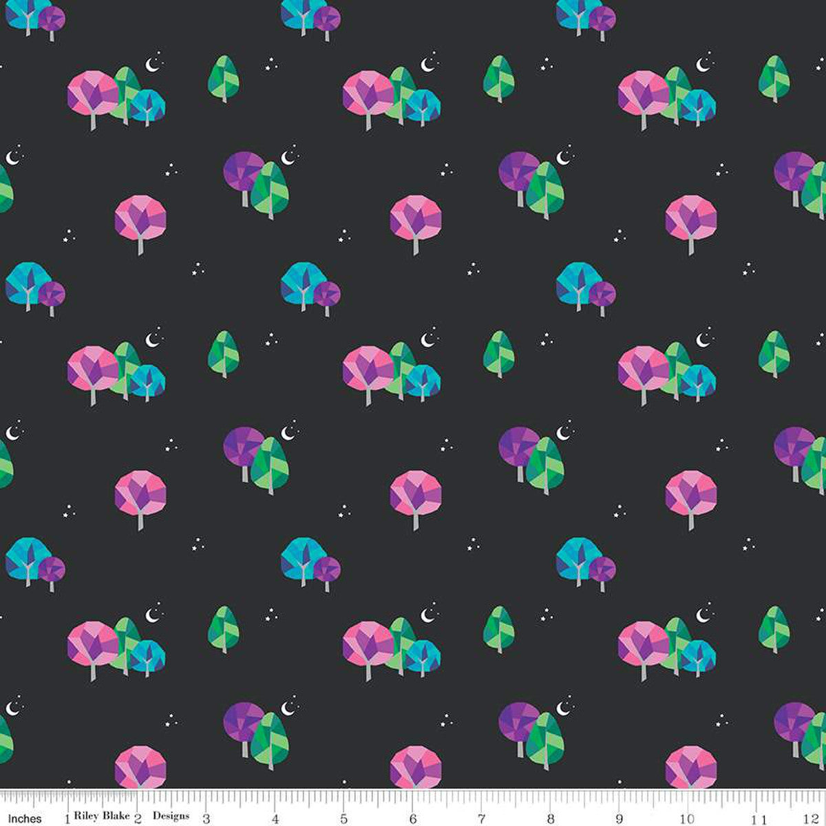 Bloom Moonlit Black Yardage by Kristy Lea of Quiet Play | Riley Blake ...