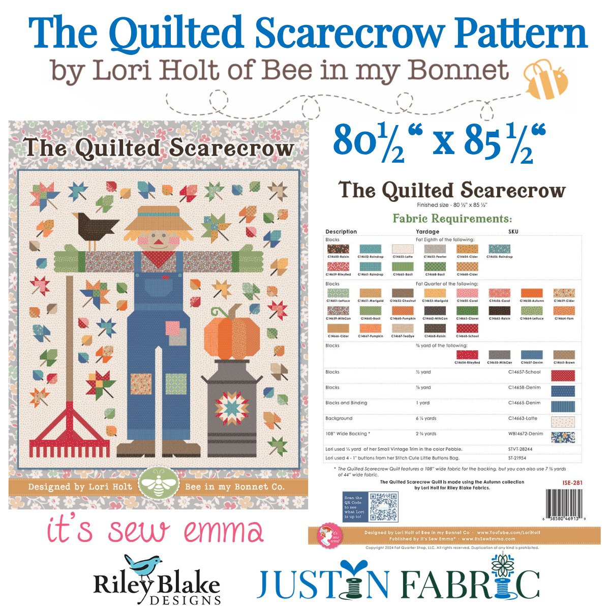 The Quilted Scarecrow Quilt Pattern by Lori Holt of Bee in my Bonnet ...
