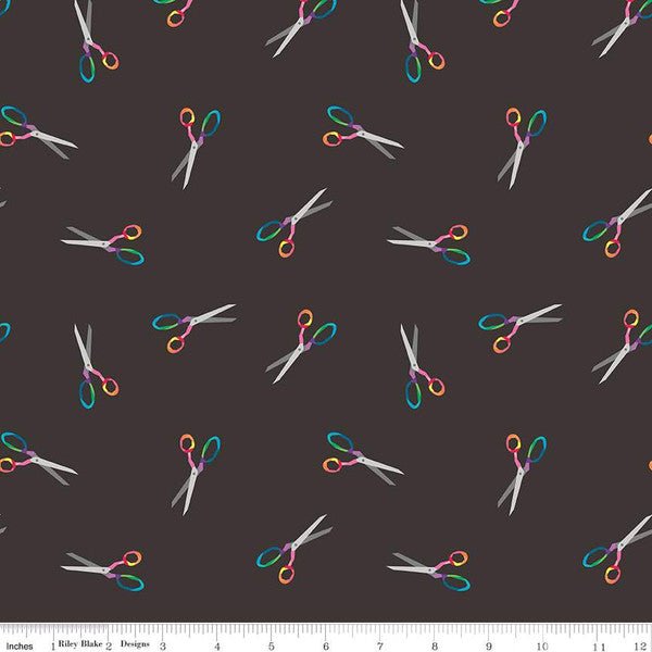 Make Snip Snip Black Yardage by Kristy Lea | Riley Blake #C13423-BLACK ...
