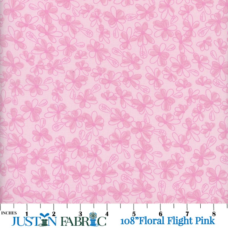 Floral Flight Pink 108" Wide Cotton by Mook Fabrics - Justin Fabric