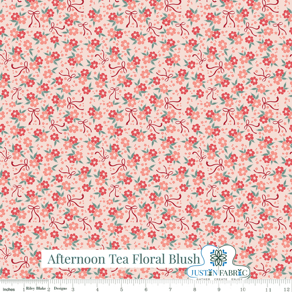 Afternoon Tea Floral Blush Yardage | SKU: C14036-BLUSH - Justin Fabric