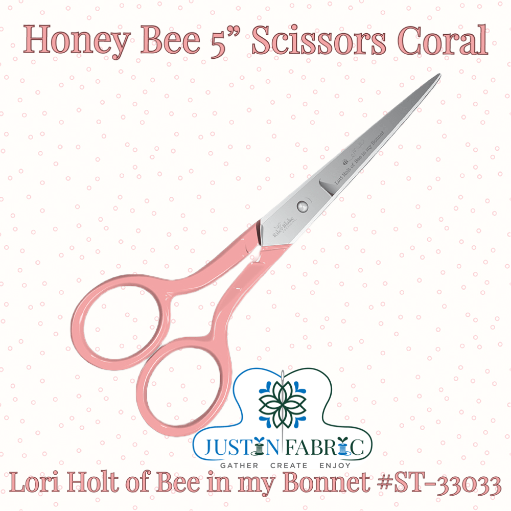 Lori Holt Honey Bee 5" Scissors Coral | Riley Blake Designs ST-33033 ...