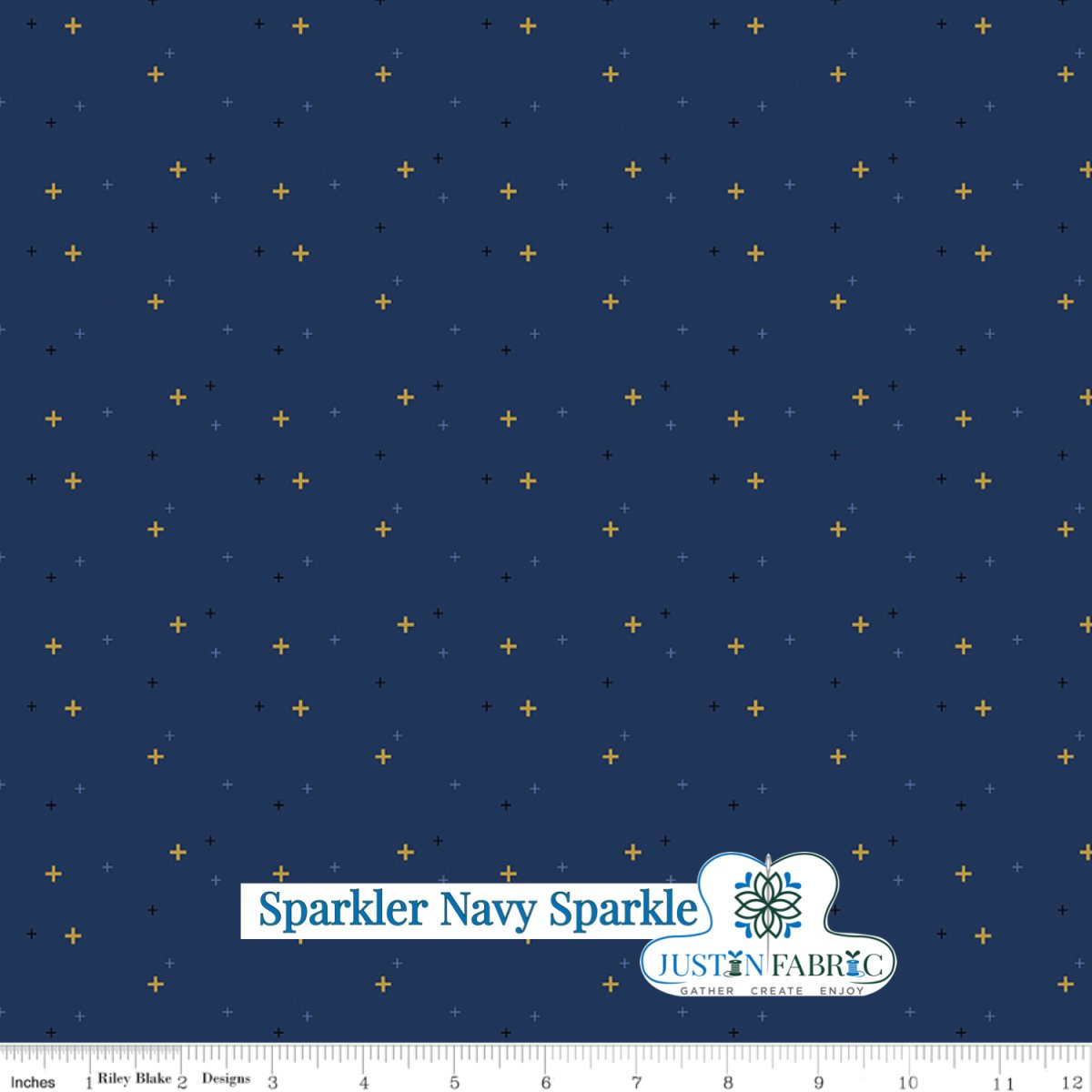 Sparkler Metallic Sparkle Navy Yardage Melissa Mortensen | Riley Blake ...
