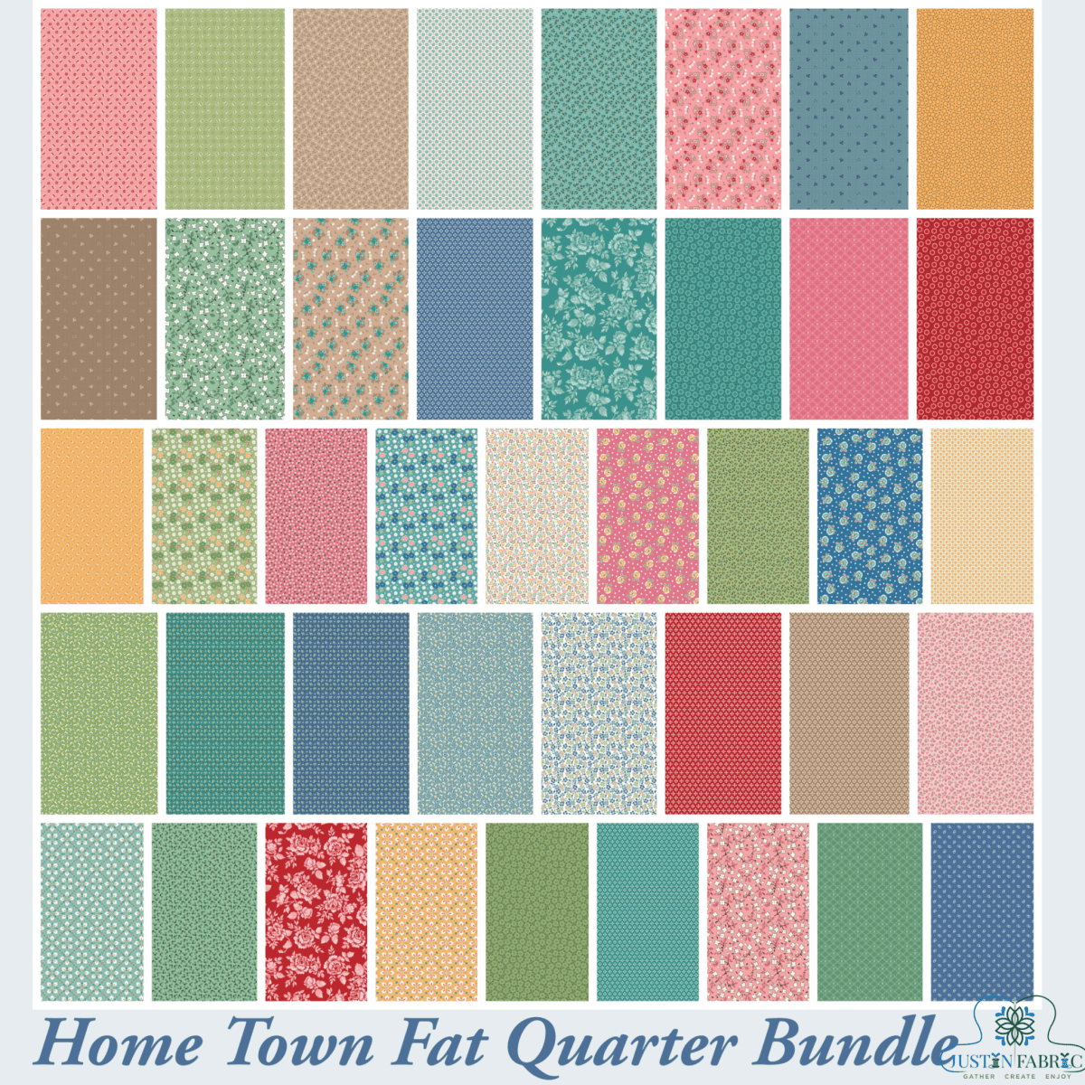 Home Town Fat Quarter Bundle by Lori Holt - 42 Pieces, - Justin Fabric