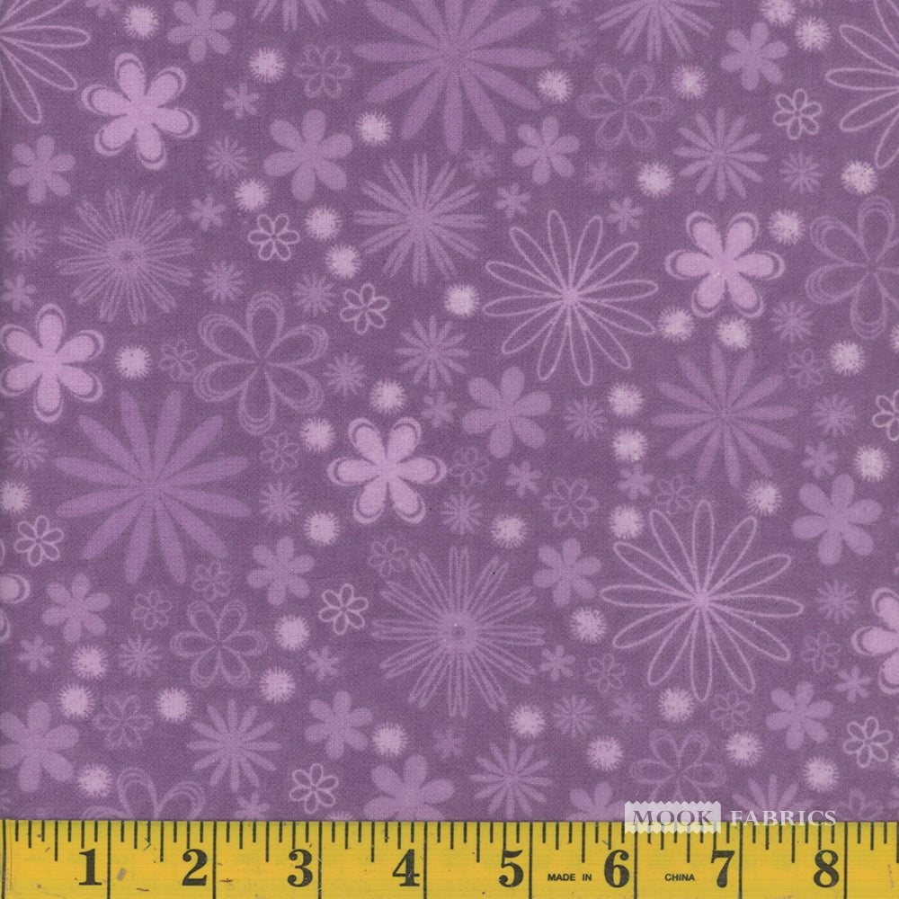 Chinese Floral Violet Flannel 108" Wide Flannel - Mook Fabrics - Justin ...